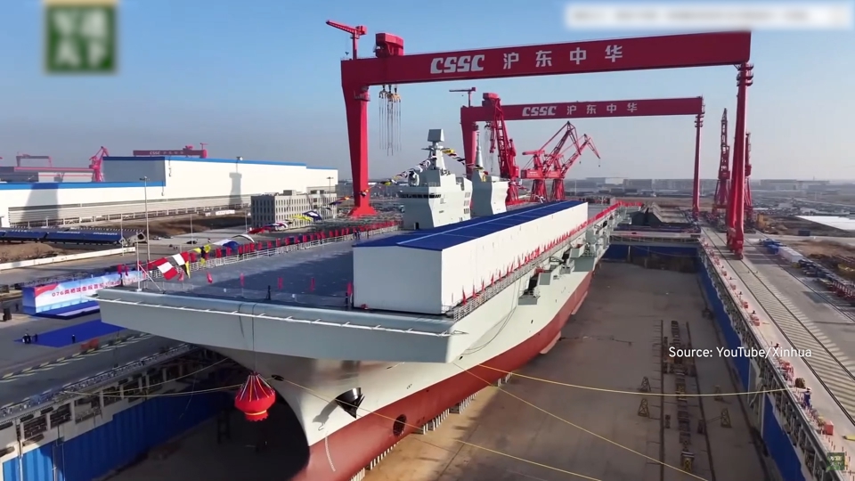 China Launches New Amphibious Assault Ship With Electromagnetic ...